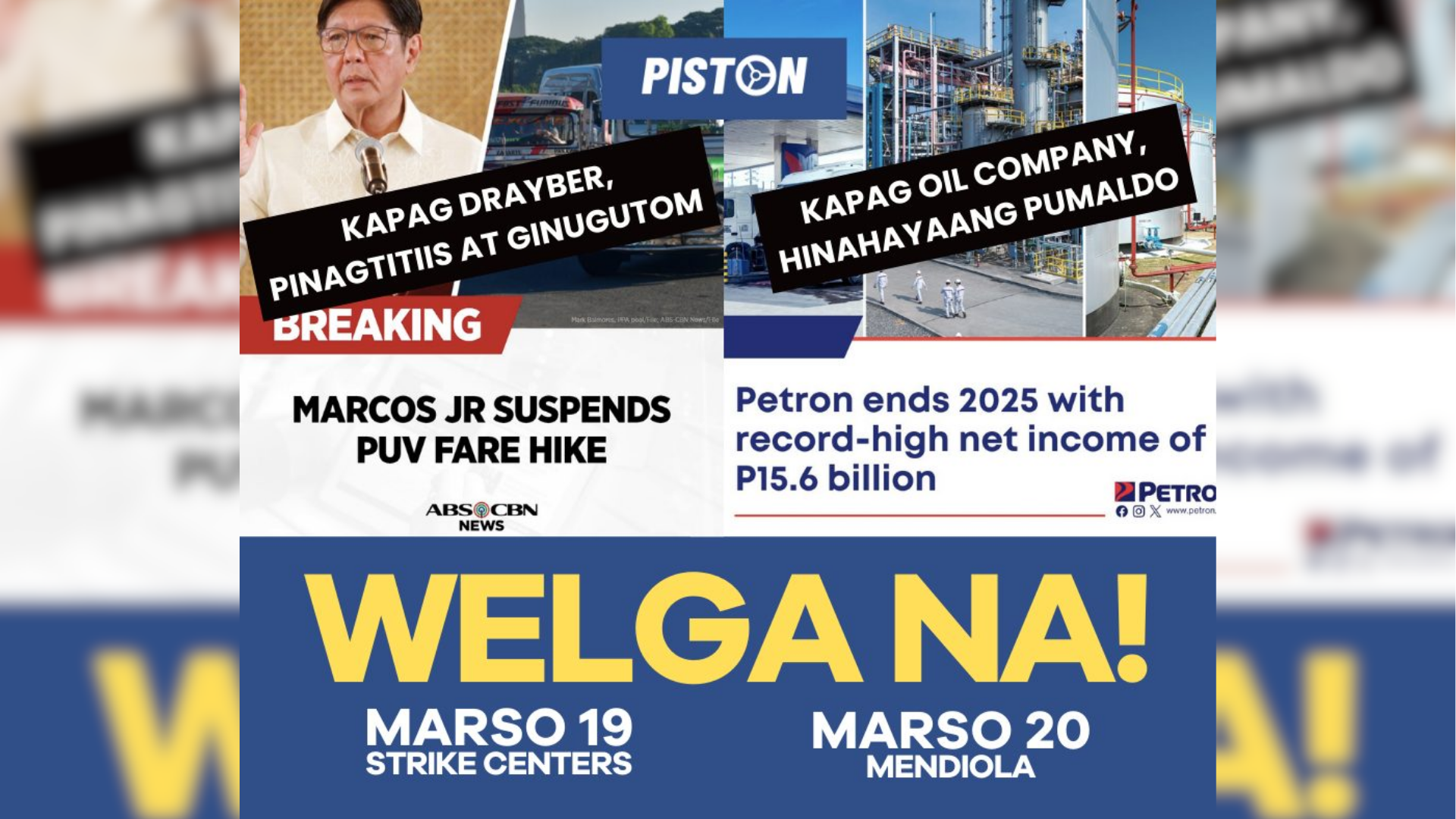 PISTON to lead 2-day nationwide strike, protest on March 19-20 ...